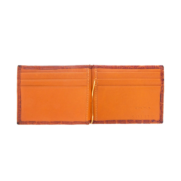 TARJETERO CON CLIP INTERNO PARA BILLETES EN COCODRILO MATE CAFÉ CHOCOL ...